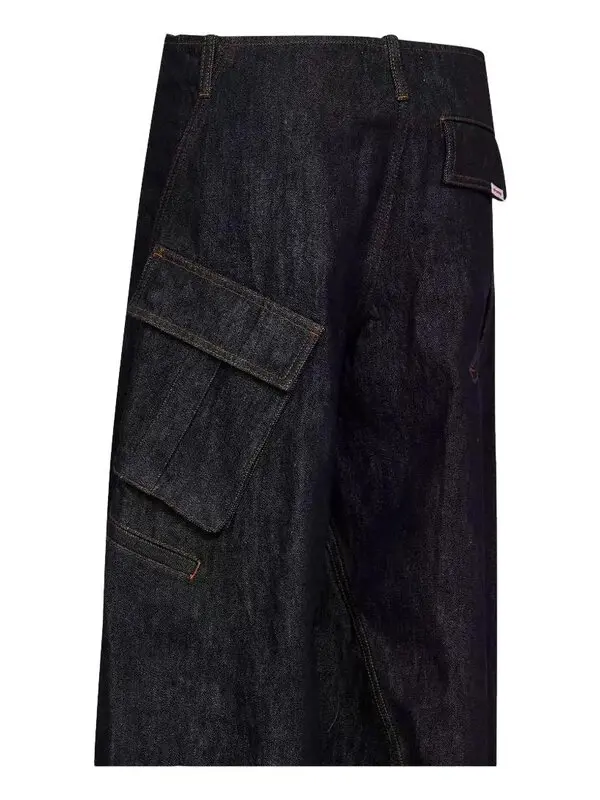 SELF-PORTRAIT Barrel-leg Cargo Jeans - Blue