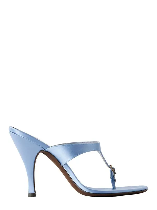 HERBERT LEVINE Embellished Satin Thong Sandals - Blue
