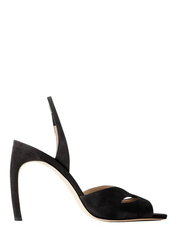 Victoria Beckham Harlow Mask Suede Slingback Sandals - Gray