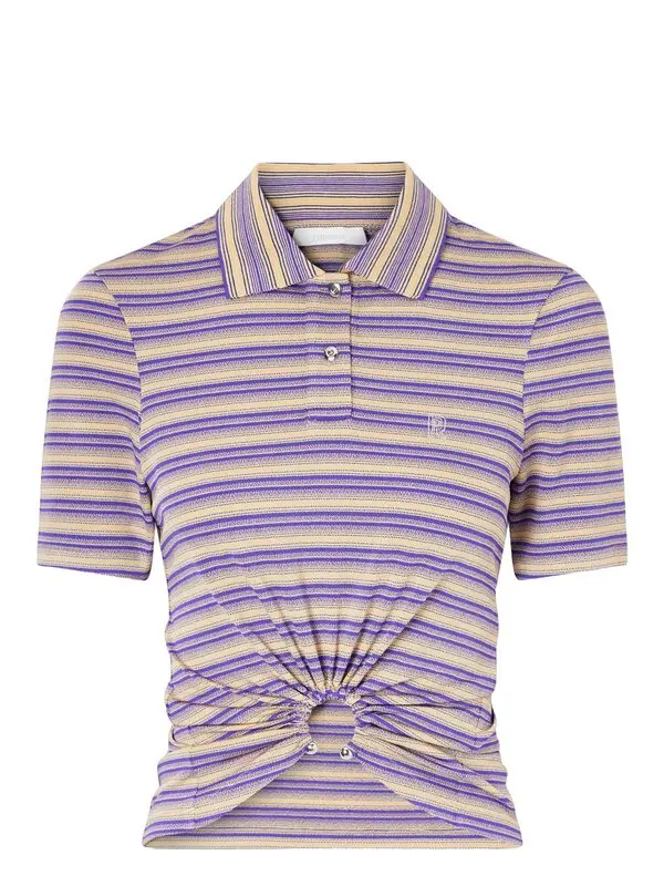 Rabanne Embellished Striped Knit Polo Shirt - Multi