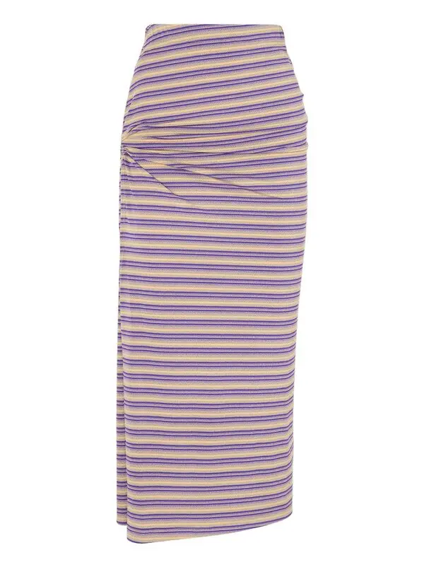 Rabanne Gathered Striped Jersey Maxi Skirt - Multi