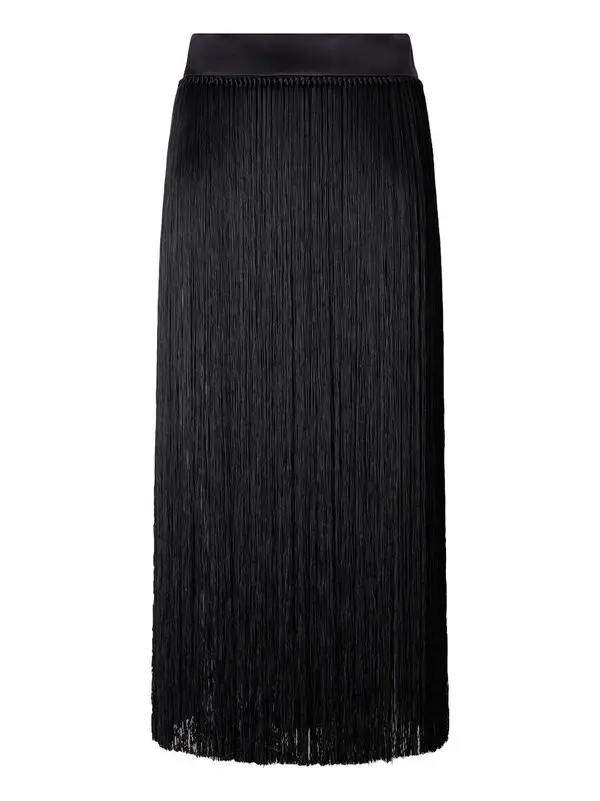 Dolce & Gabbana Fringed Midi Skirt - Black