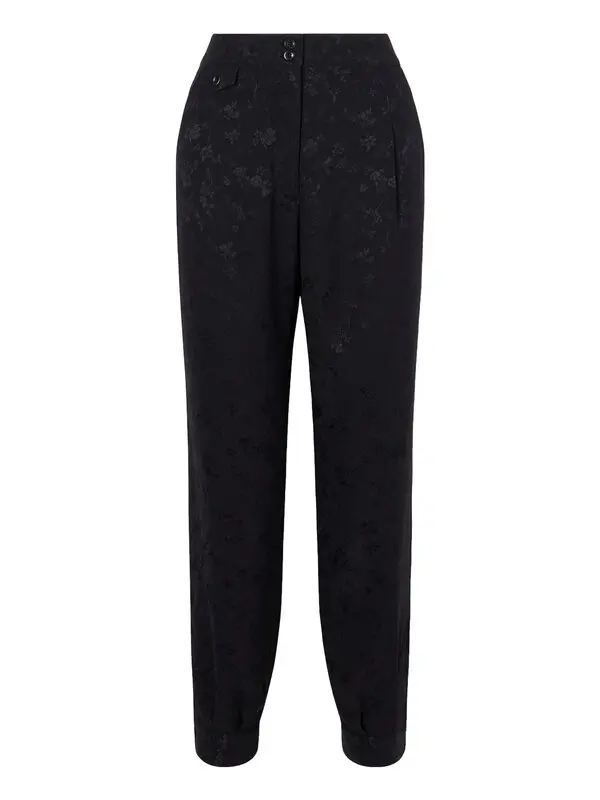 Maison Mayle Gaucha Floral-jacquard Silk Tapered Pants - Black