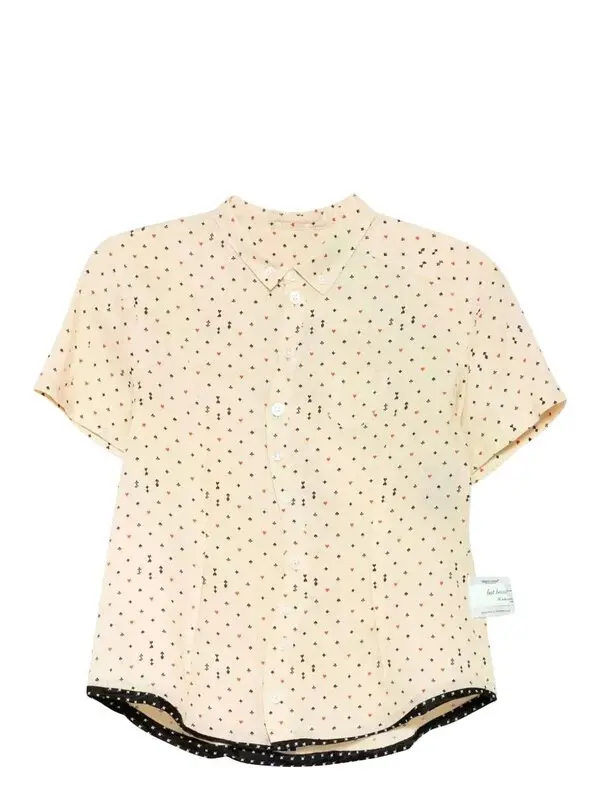 Undercover Playing Card Print Short Sleeve Shirt - Neutrals
