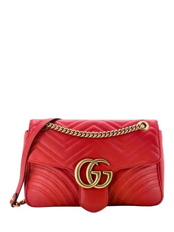 Gucci Gg Marmont Matelassé Leather Medium Shoulder Bag - Red