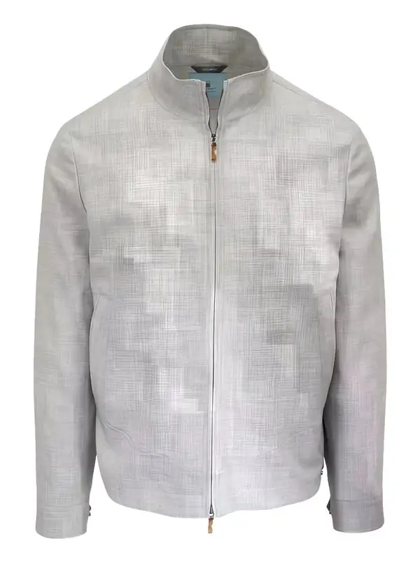 Colombo Slub-texture Zip-fastening Jacket - Grey