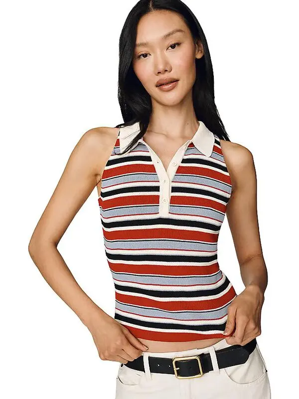 ROWING BLAZERS Halter Polo Tank Top - Red