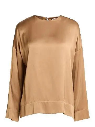 OTTOD'AME Light Brown Viscose Satin Top - Beige