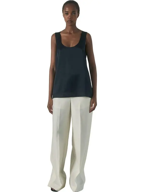 HEIRLOME Elaine Silk Satin Tank Top - Black