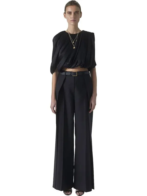HEIRLOME Tova Tailored Silk & Wool Faille Trousers - Black