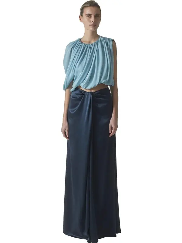 HEIRLOME Leticia Maxi Skirt In Silk Crepe-back Satin - Deep Teal