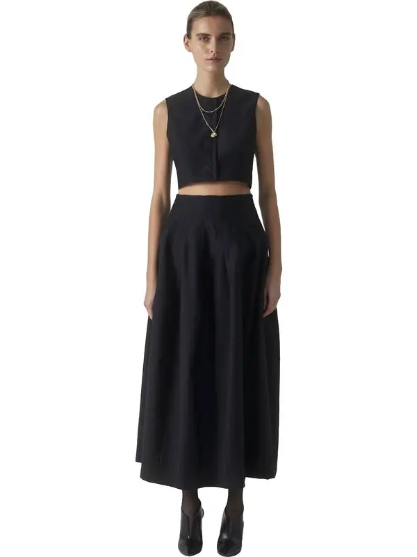HEIRLOME Estefania Skirt In Italian Silk-wool Faille - Black