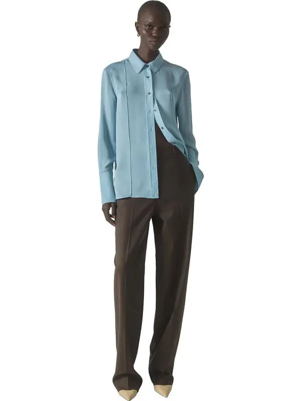 HEIRLOME Rosie Silk Shirt - Sky