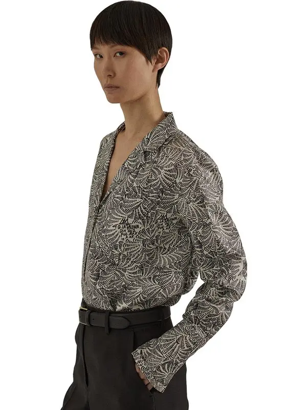 HEIRLOME Talavera De La Reyna Shirt In Plumeado Print - Ivory/black
