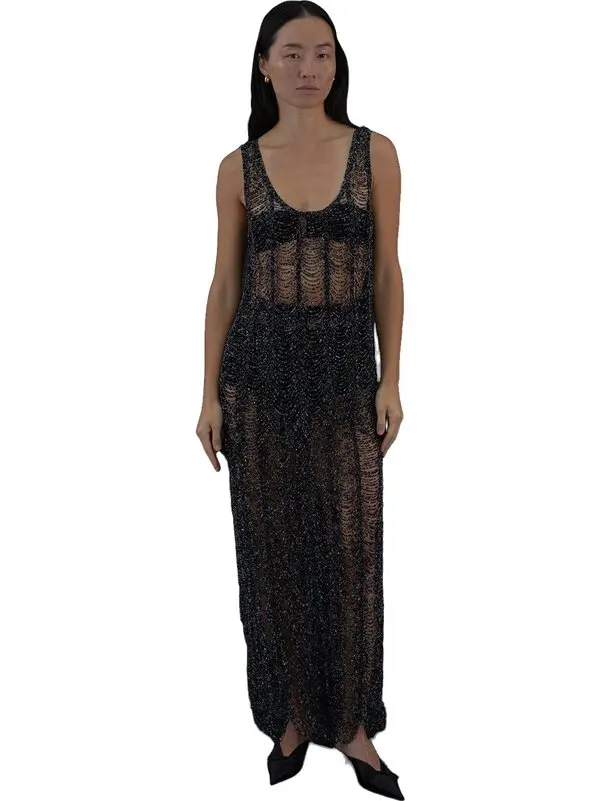 HEIRLOME Jackie Embroidered Sequin Midi Skirt - Black/silver/clear Multi