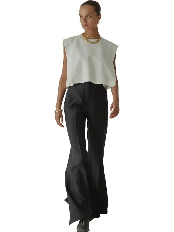 HEIRLOME Leyva Tailored Flared Trousers In Italian Silk Wool - Black