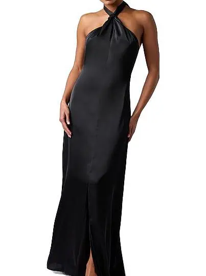 Victoria's Secret Lulus Marisol Halter Neck Maxi Dress With High Slit - Black