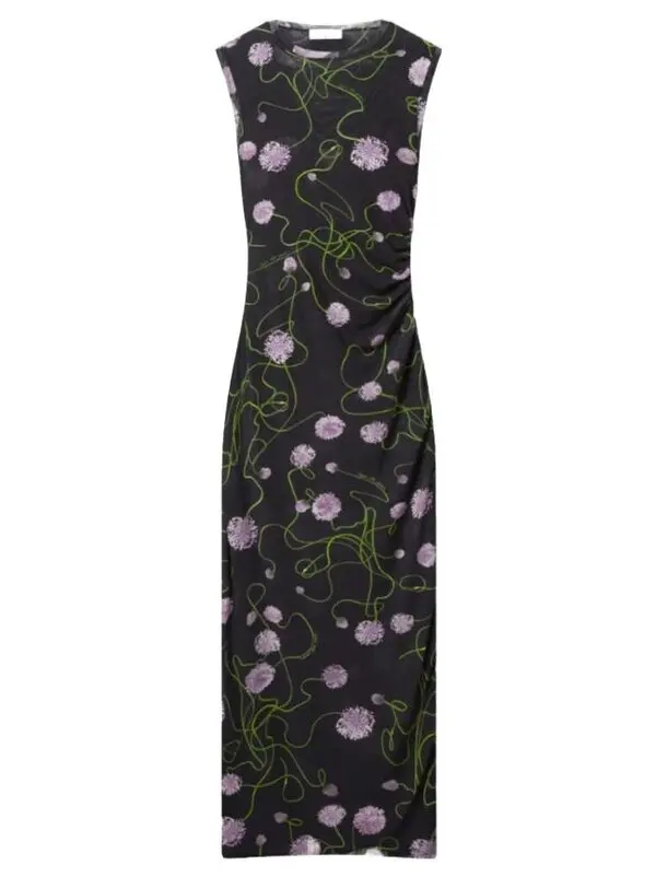 Stella McCartney Mesh Twisted Floral Maxi Dress - Polychromatic