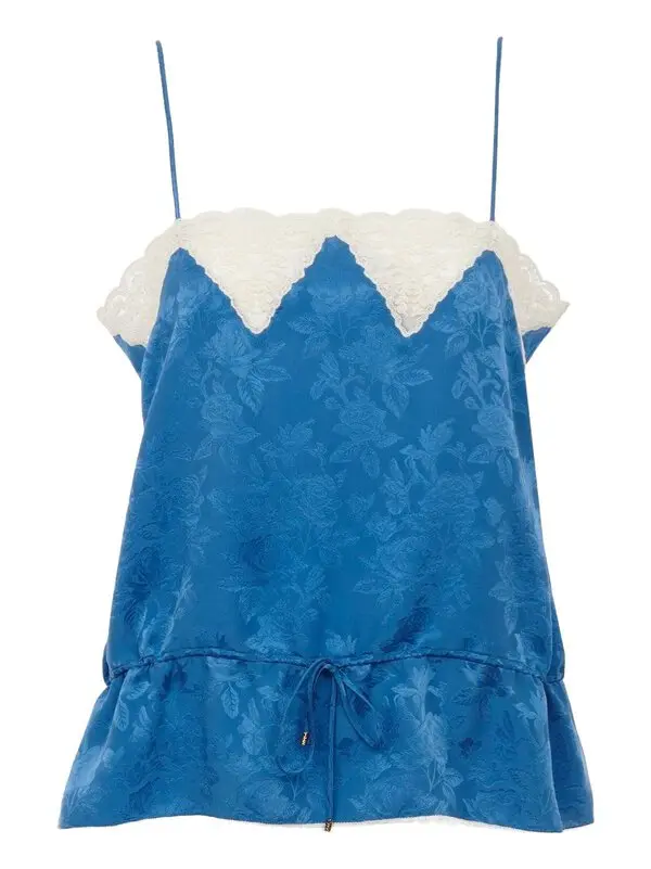 Chloé Silk Jacquard Lace Camisole Top - Blue