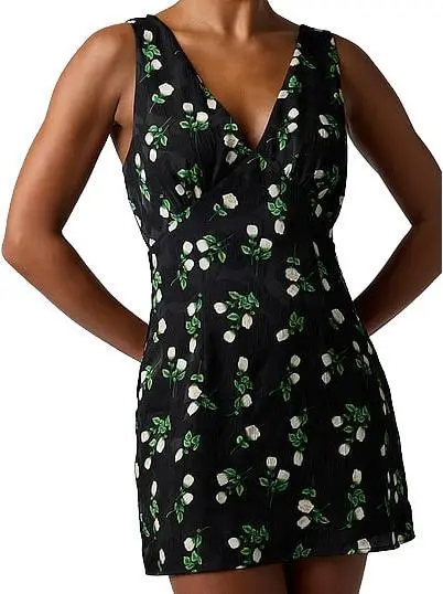 Victoria's Secret Floral V-front Mini Dress - Black