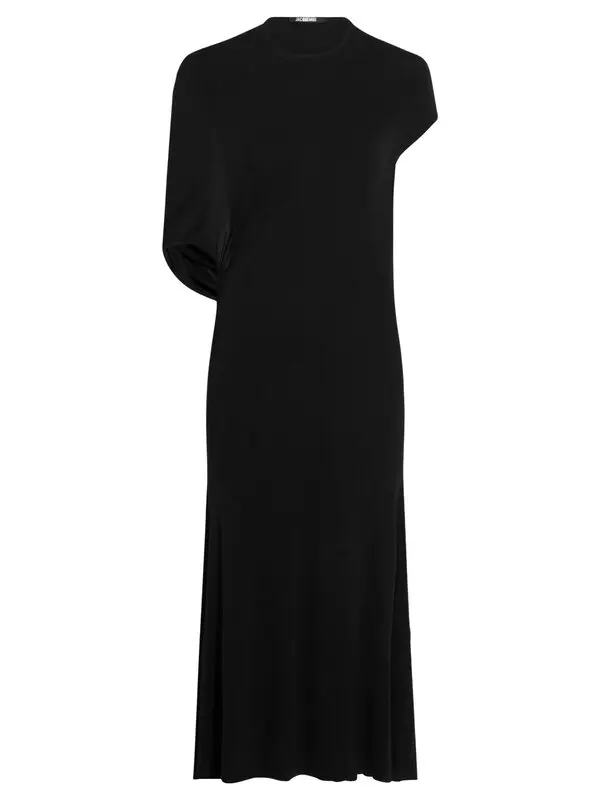 Jacquemus Draped One-shoulder Midi Dress - Black
