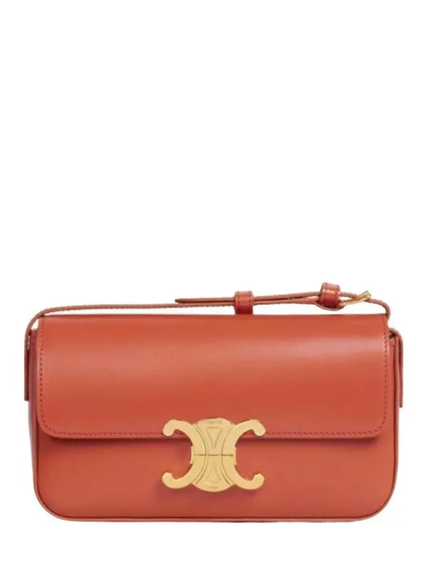 Celine Triomphe Shoulder Bag In Shiny Calfskin - Carnation