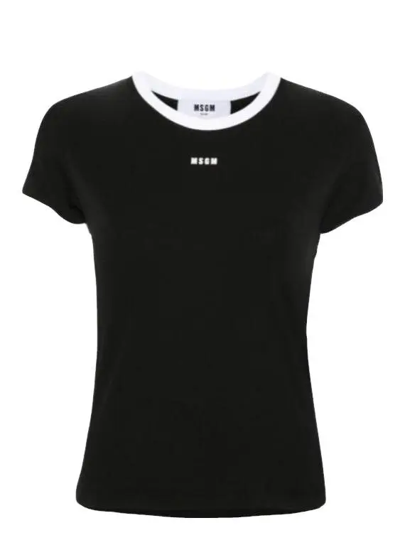 MSGM Short-sleeved T-shirt With Crew Neck And Logo - Black