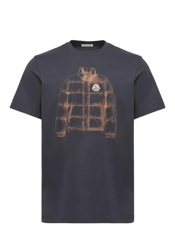 Moncler Down Jacket Print Cotton T-shirt - Midnight Blue