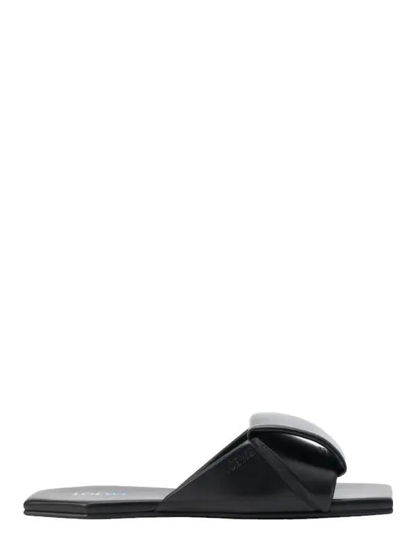Loewe Logo Embossed Flat Sandals - Black