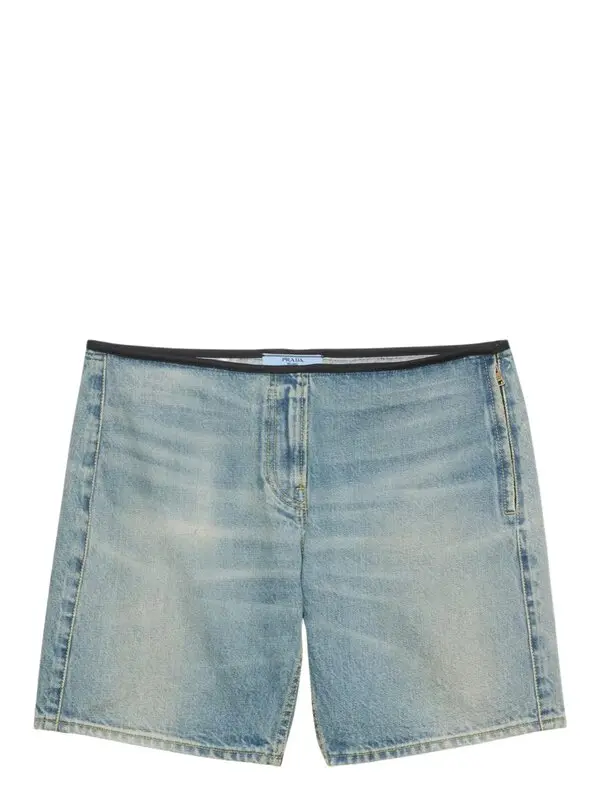 Prada Washed Denim Bermuda Shorts - Blue