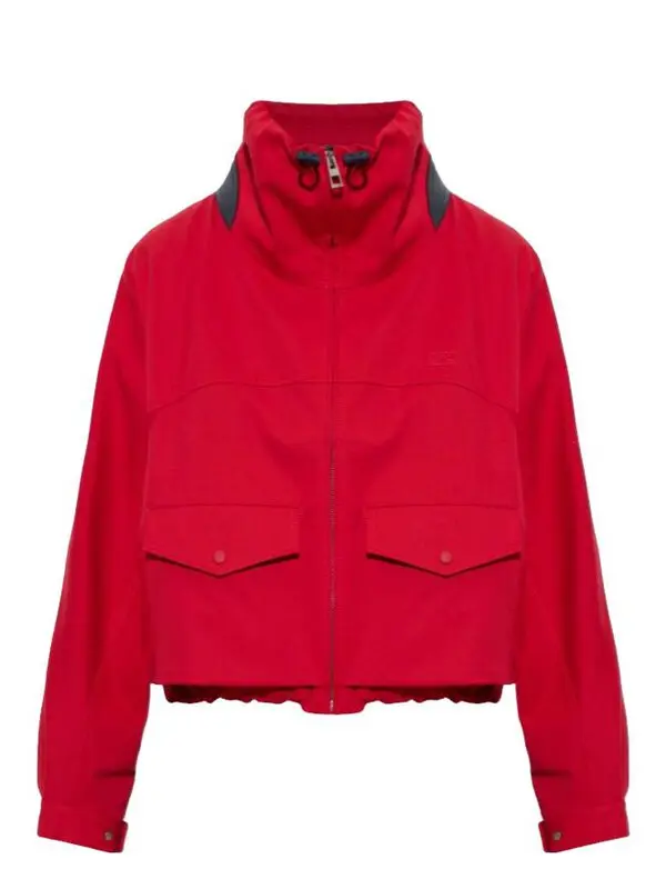 Loewe Zip Up Jacket With Leather Trim - Red