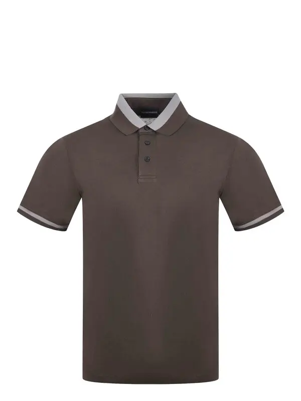 Emporio Armani Contrast Trim Polo Shirt - Brown