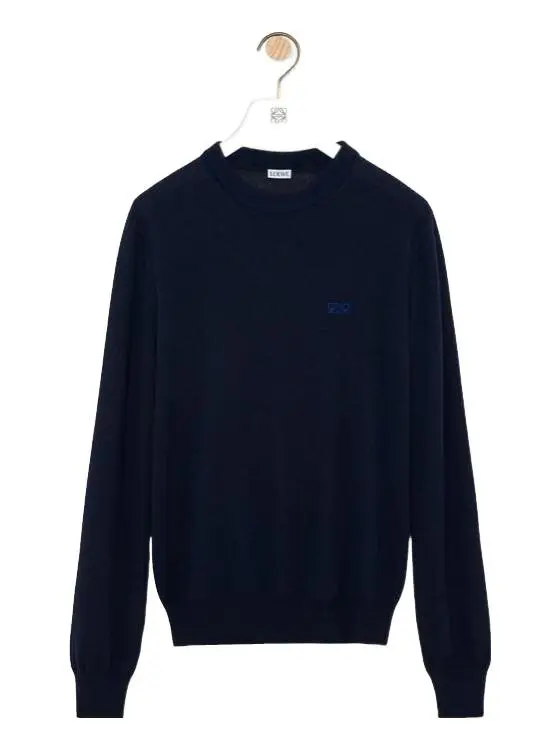 Loewe Merino Wool Sweater With Contrast Collar - Black