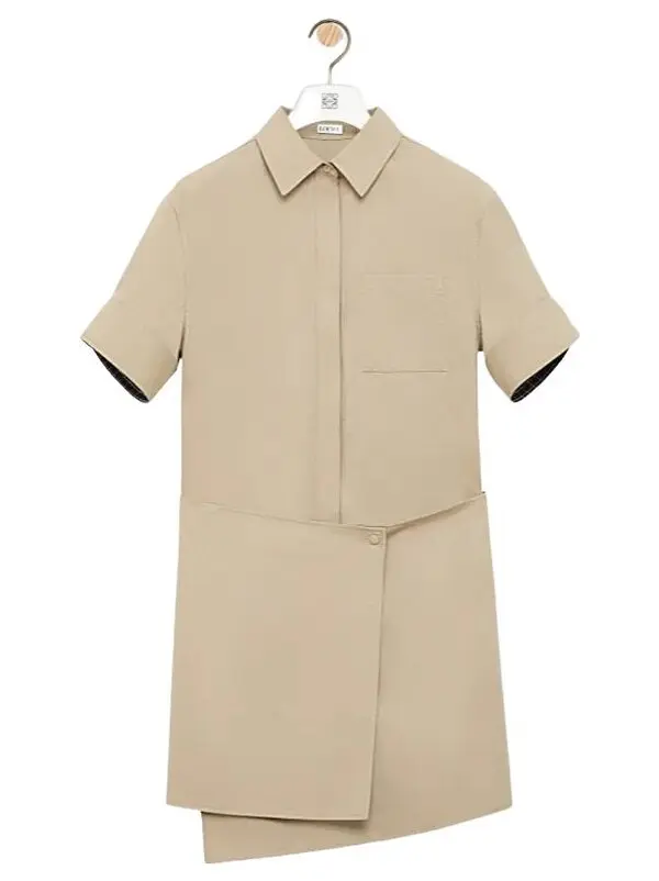 Loewe Checked Panel Shirt Dress - Light Brown