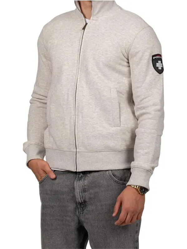PODHIO Zip Appliqué Sweatshirt - Grey