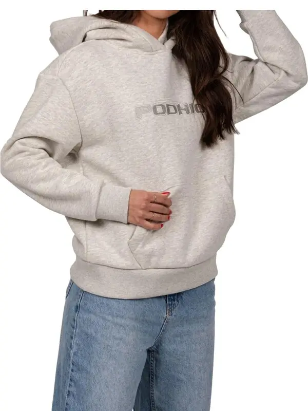 PODHIO Logo Detail Hoodie - Gray