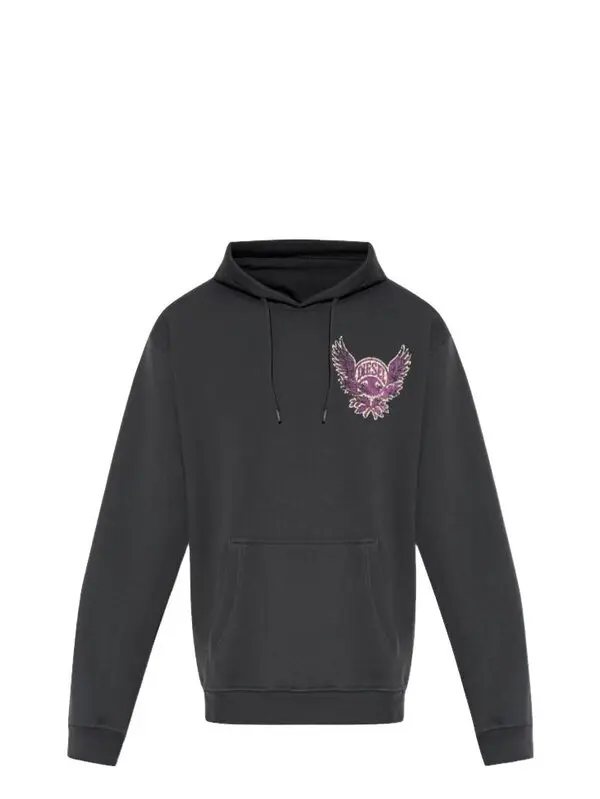 DIESEL® Long Sleeve Hooded Sweatshirt - Black