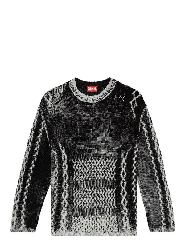 DIESEL® Oval D Cable-knit Sweater - Gray/black