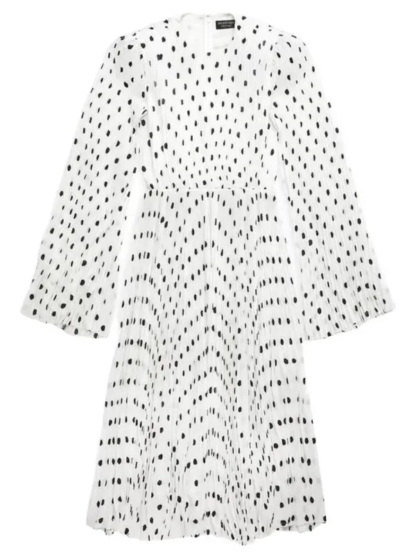 Balenciaga Hand Drawn Polka Dot Pleated Dress - White