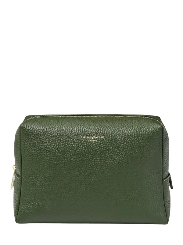 ASPINAL OF LONDON Large Leather Cosmetic Case - Green
