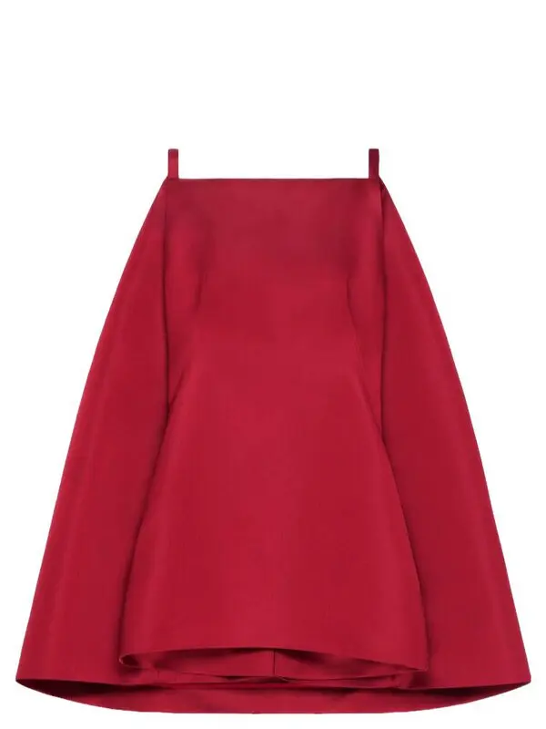 Givenchy Sliced Mini Dress In Satin With Cape - Deep Red