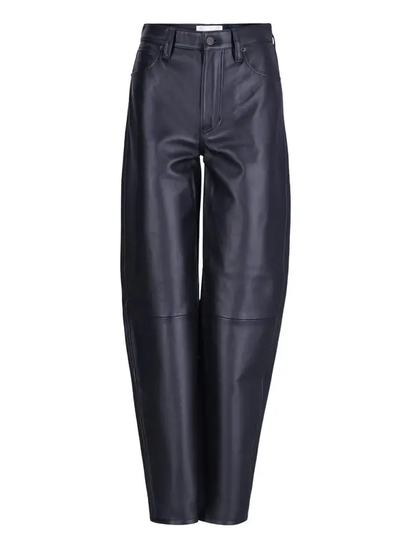 FRAME Leather Pants With Belt Loops - Navy Blue