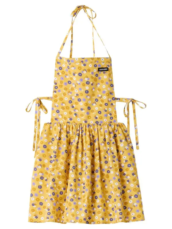 Miu Miu Floral Apron Mini Dress - Yellow