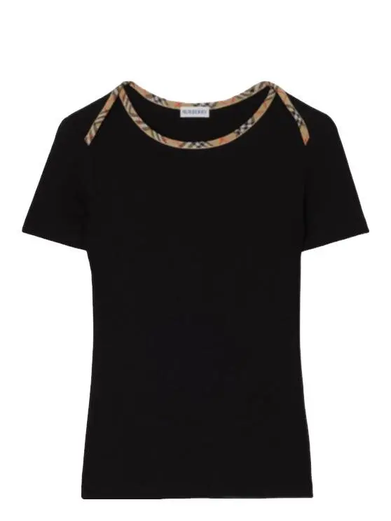 Burberry Check Trim Stretch T-shirt - Black