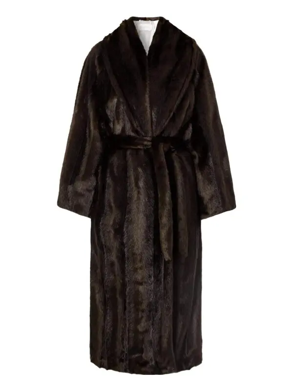 Magda Butrym Belted Plush Coat - Black