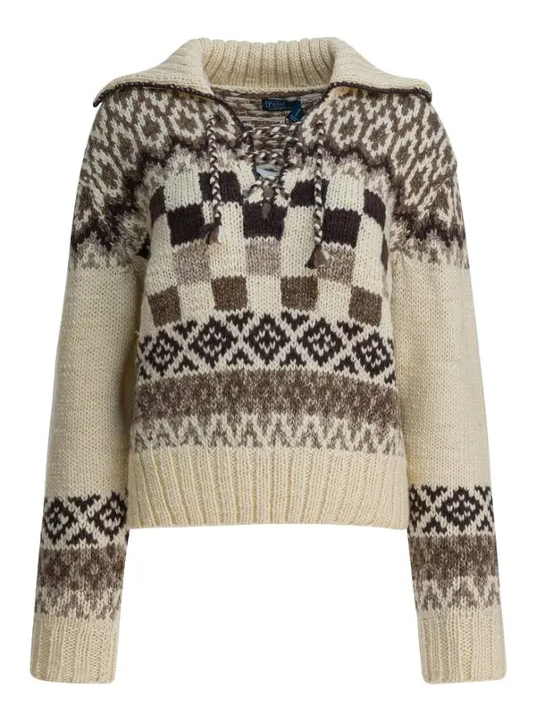Polo Ralph Lauren Fair Isle Lace-up Jumper - No