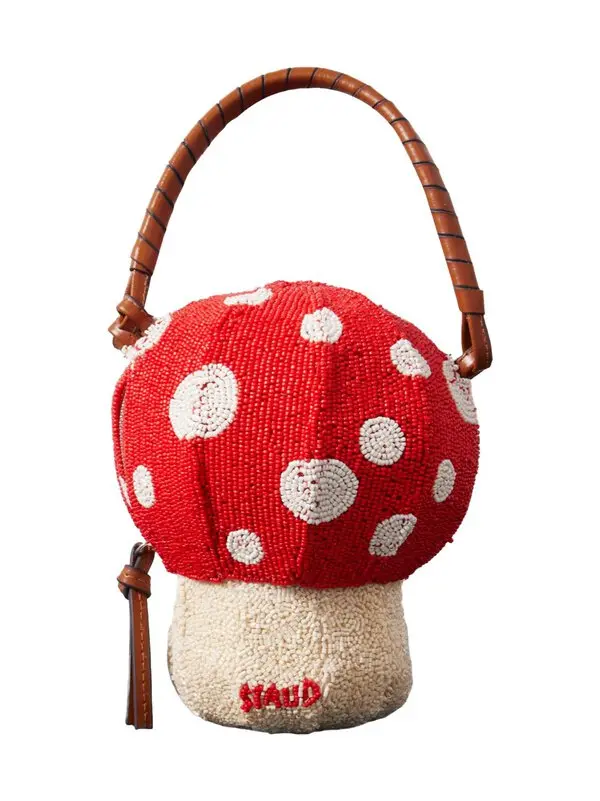 Staud Mushroom Beaded Top Handle Bag - Red