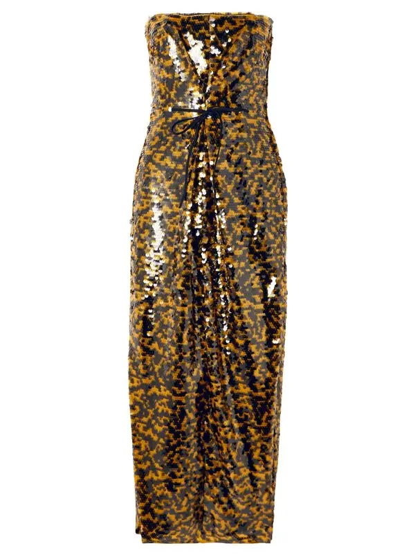 Staud Sequined Strapless Gown - Brown