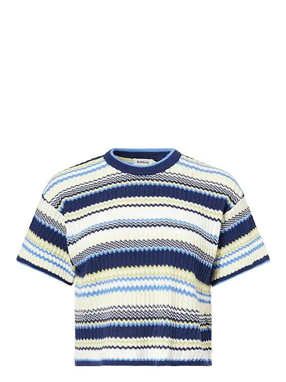 Simkhai Tenley Graphic-pattern Cotton-blend Top - Midnight Multi