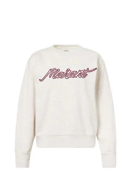 Isabel Marant Étoile Embroidered Logo Cotton Blend Sweatshirt - Ecru